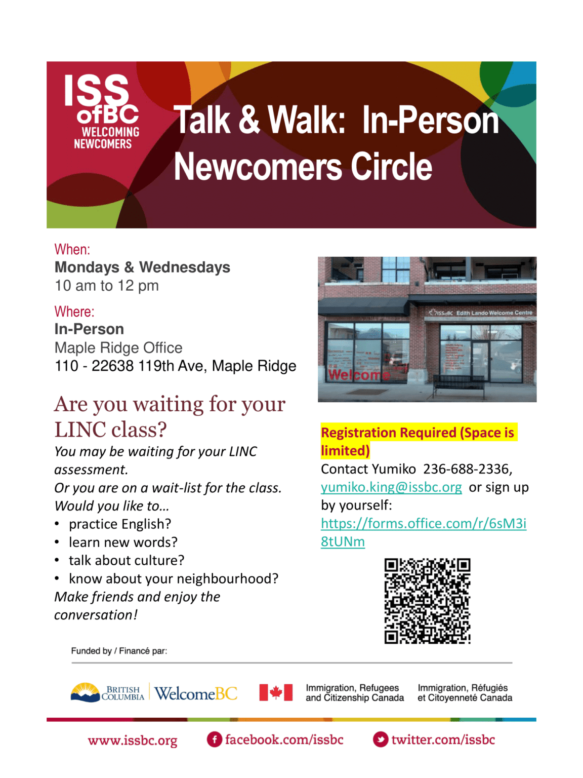 Charla y paseo: Círculo de recién llegados en persona | Immigrant ...